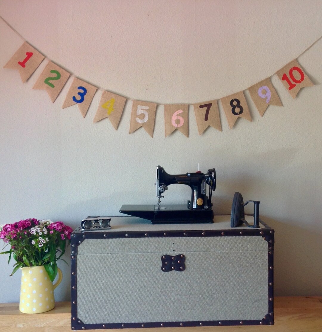 Childrens Numbers & Colours Learning Bunting Bedroom Nursery Colours ...