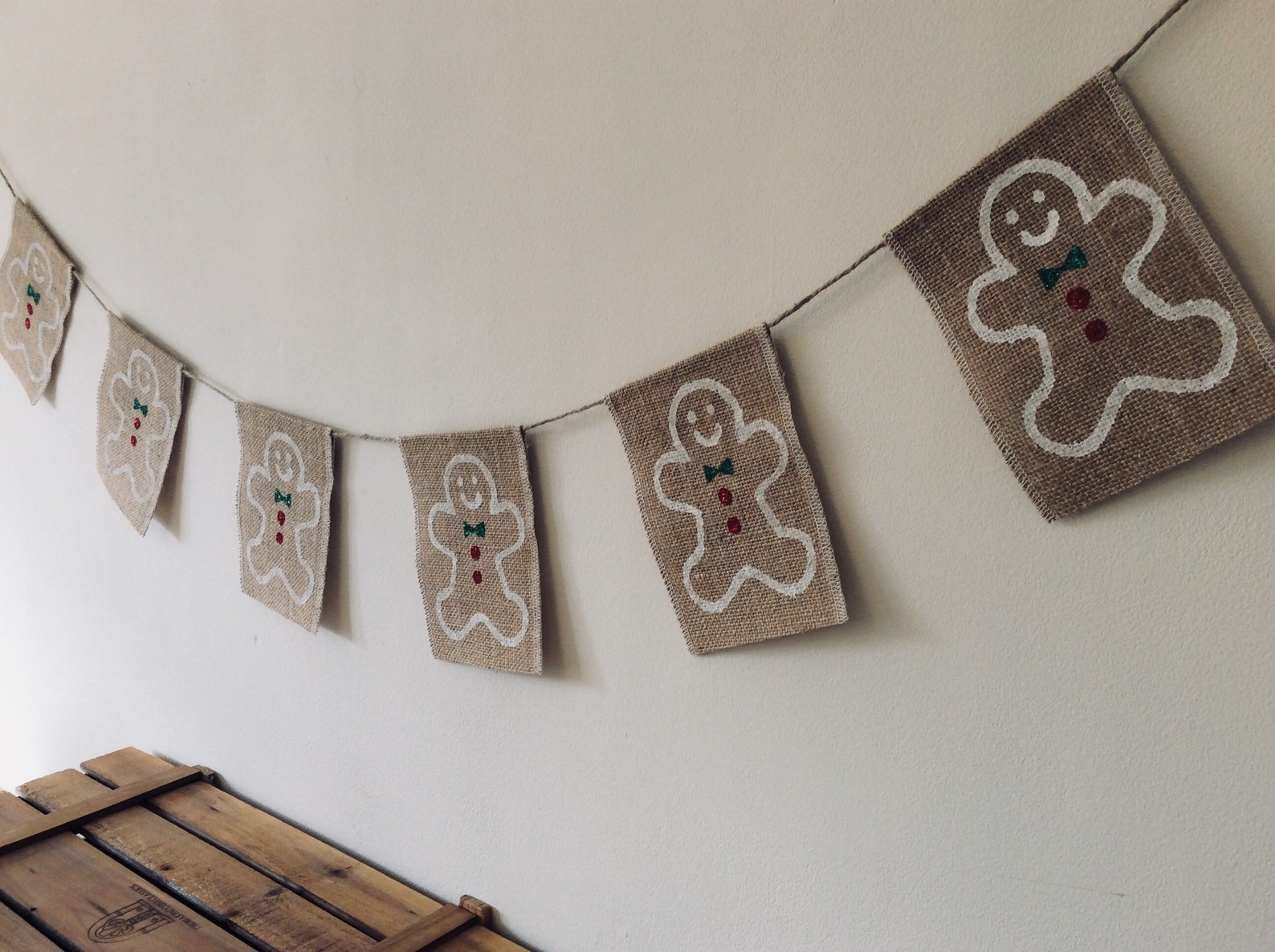 Gingerbread Man Christmas Bunting Banner Burlap - Etsy UK
