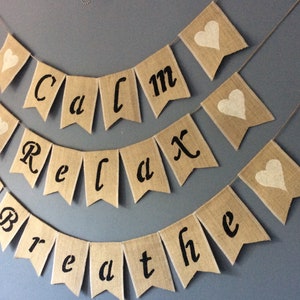 Yoga, Pilates Calm, Relax & Breathe Bunting Banner Meditation, Hessian ...
