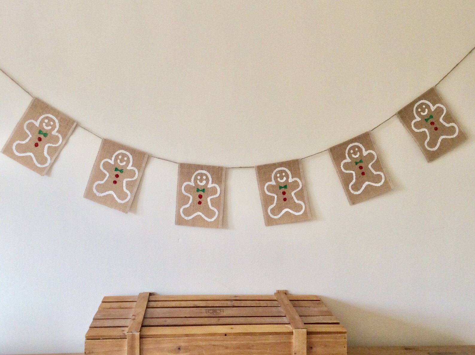 Gingerbread Man Christmas Bunting Banner Burlap - Etsy UK