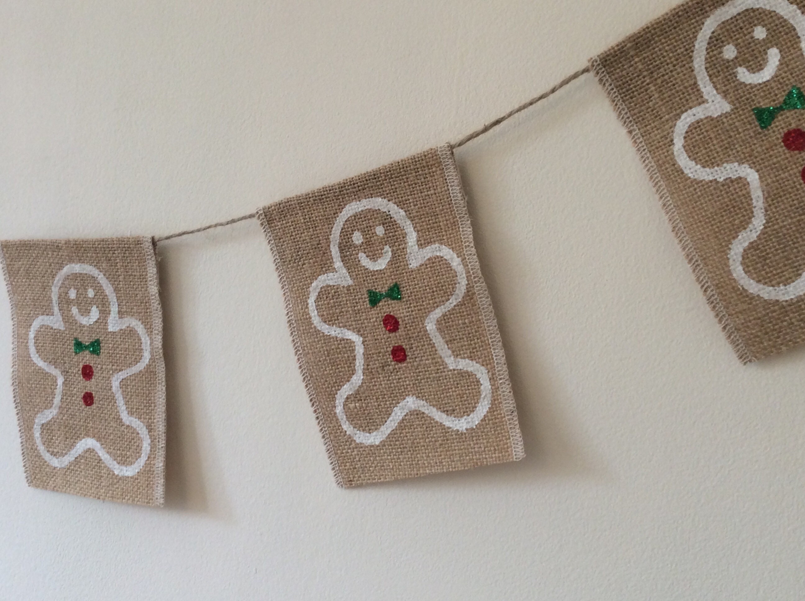 Gingerbread Man Christmas Bunting Banner Burlap - Etsy UK