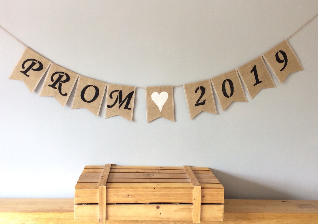 Prom Night Bunting Graduation Banner Photo Prop Vintage Hessian Burlap ...