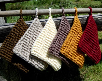 Knitted Pot Holder Bulky Wool Knit Pot Holder Hand Knit Hot Pad Hostess ...
