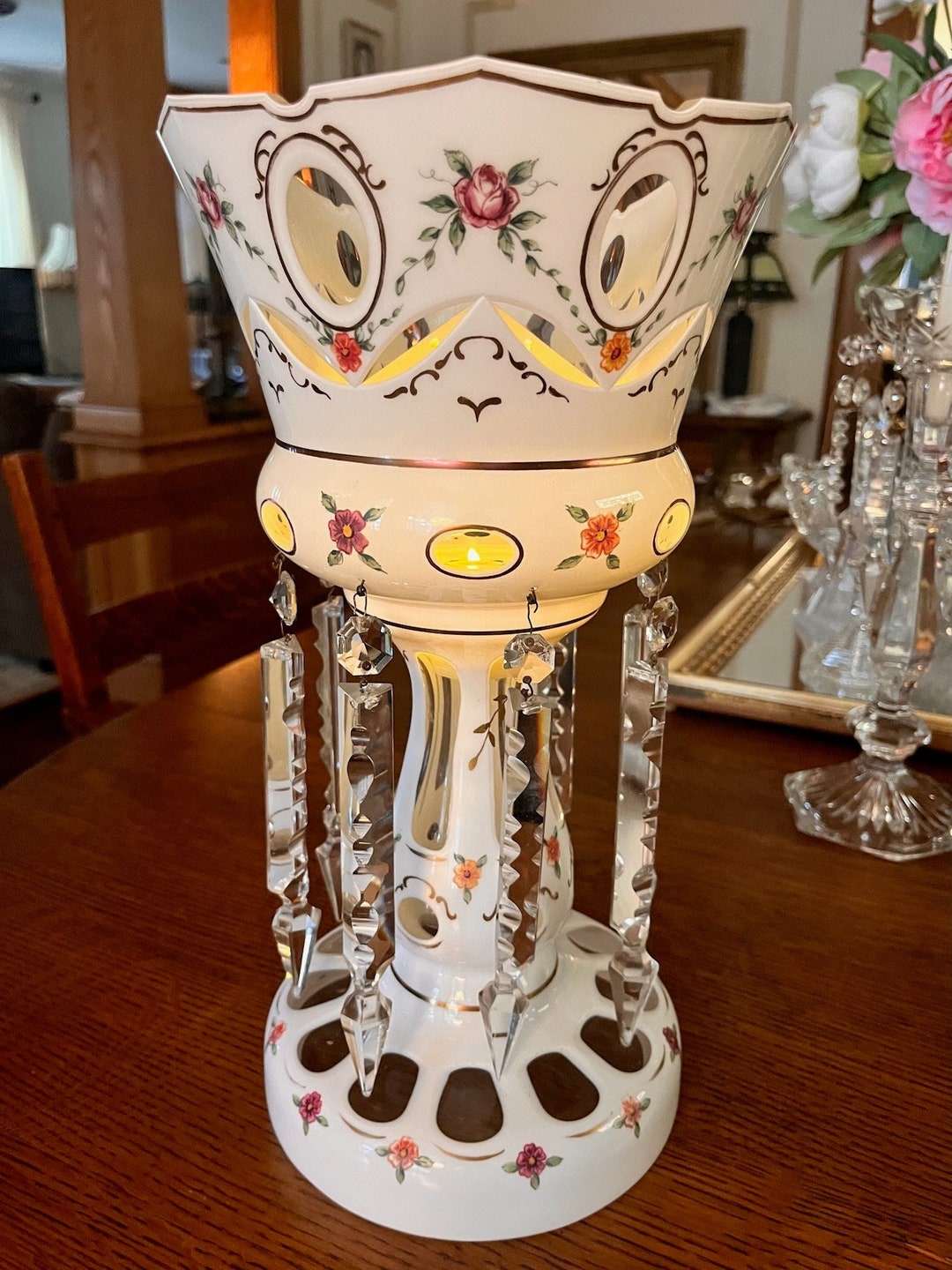 VTG Bohemain Mantle Luster Large-overlay White Luster-mantle Candle ...