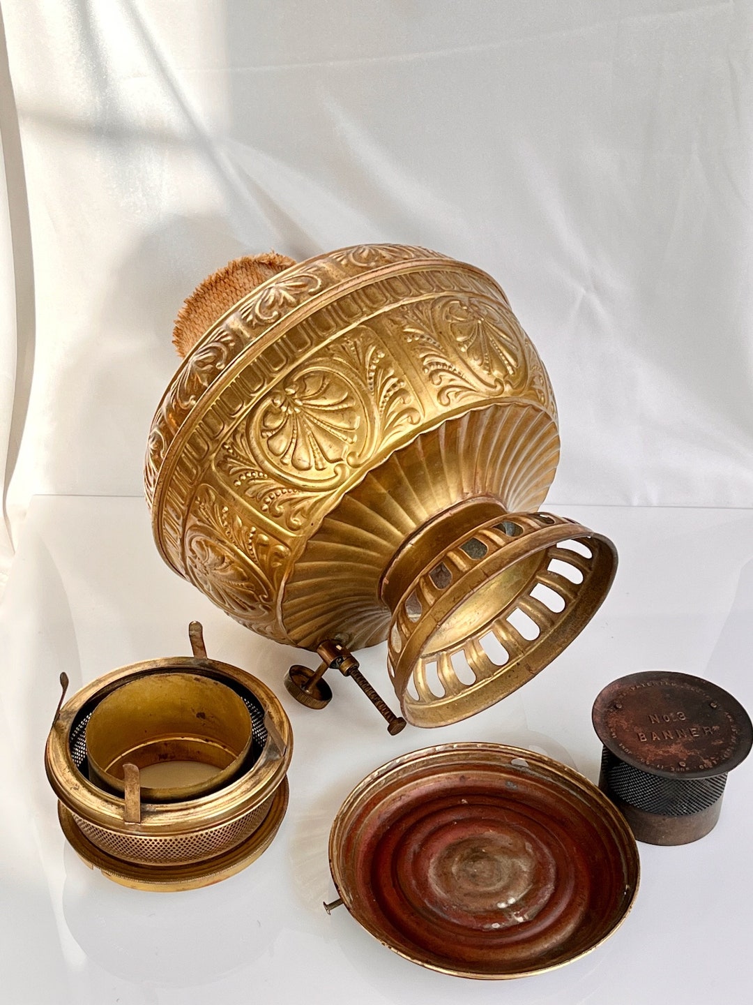 Antique P & A Banner No 3 Oil Lamp P A COUNTRY STORE HANGING Kerosene ...