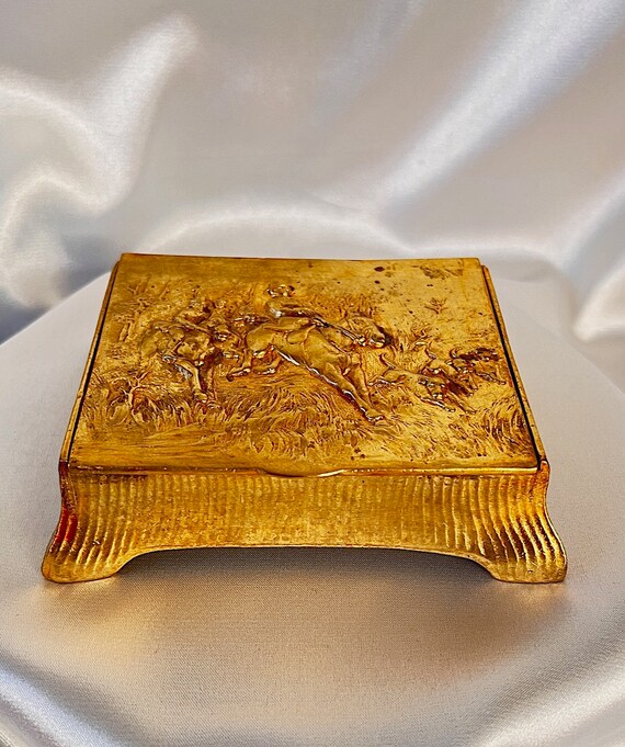 ANTIQUE-GILT Trinket Box-Austria Trinket Box-Desk Box… - Gem