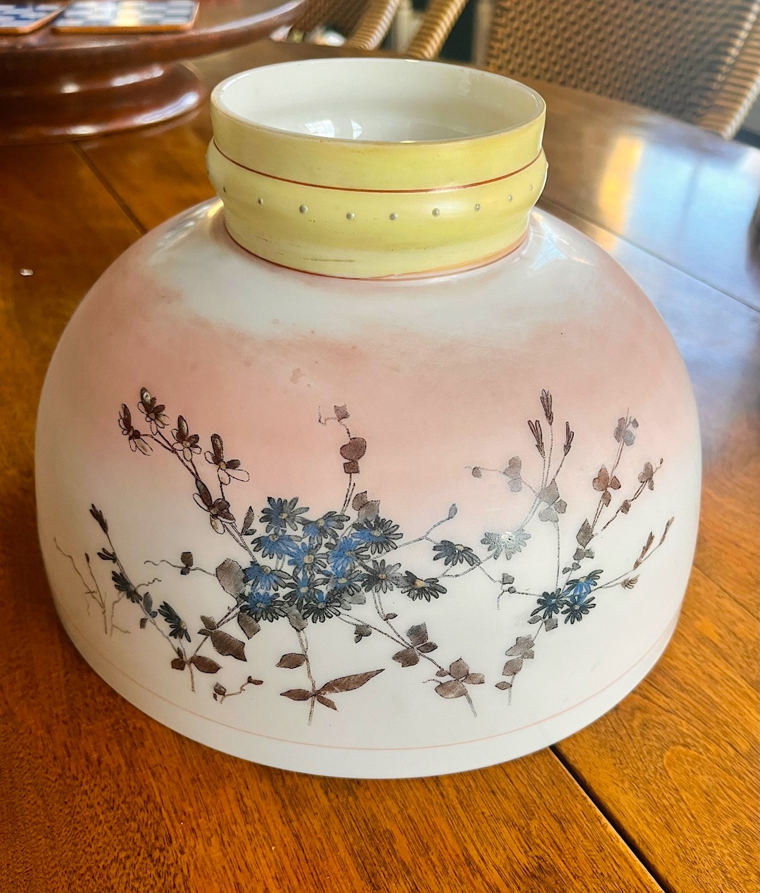 Antique Boston Sandwich Lamp Shade Knuckle Hand Painted Kerosine Lamp ...