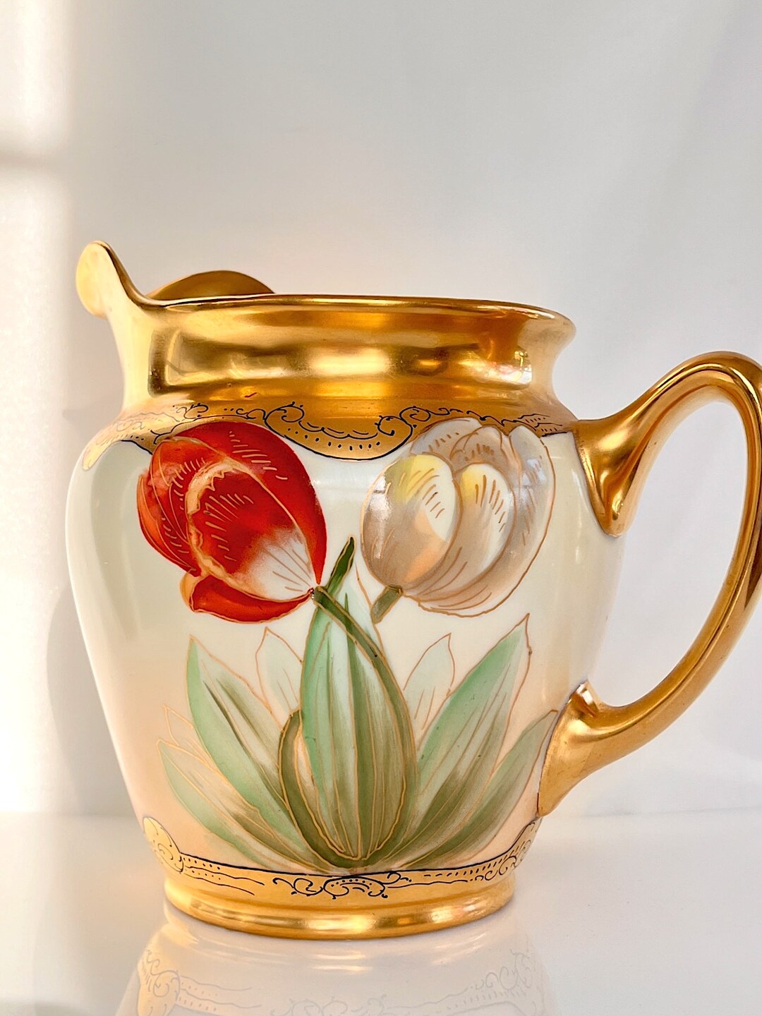 Antique-pickard China Pickard Twin Tulip Gold-art Nouveau Porcelain Jug ...