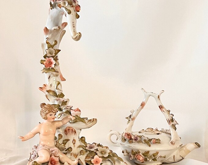 Antique-sitzendorf Porcelain Figure Teapot-cherub-antique Sitzendorf ...
