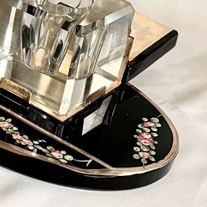 Antique-inkwell-sterling Inkwell-pen Holder Tray Antique Enamel Inkwell ...