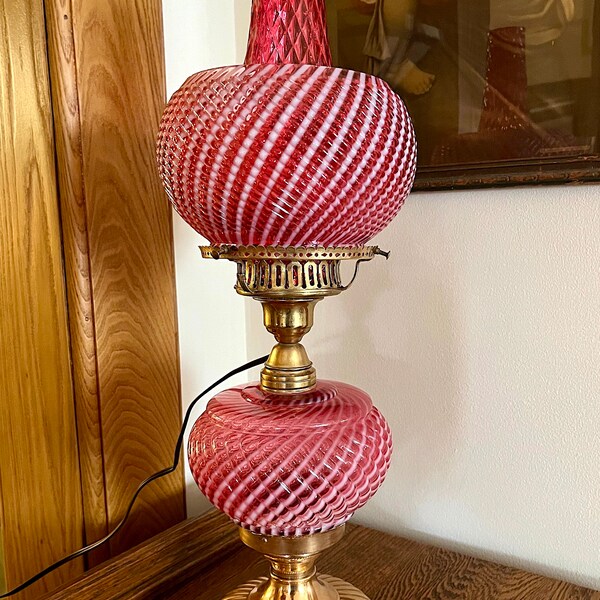 Cranberry Glass Lamp - Etsy