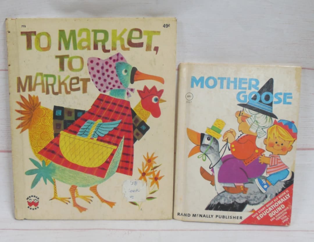VINTAGE MOTHER GOOSE Books/mother Goose Elf Book/to Market to Market ...