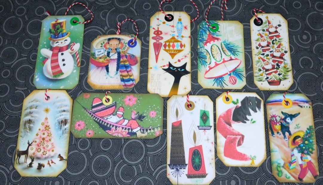 RETRO Style CHRISTMAS Gift Tags/mid Century Christmas Gift Tags ...