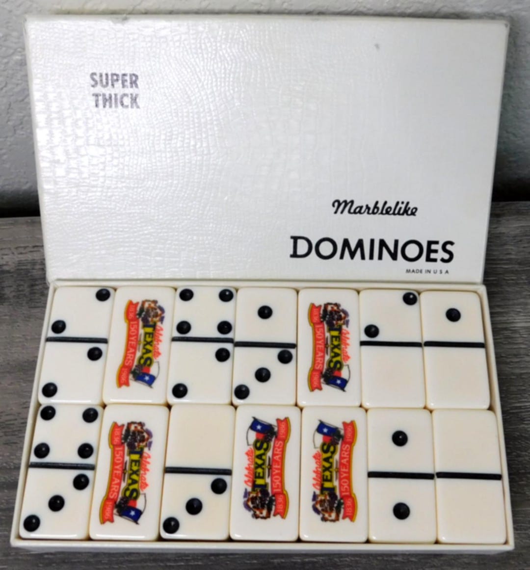 Vintage Puremco Super Thick Marblelike Dominoes No.816 Celebrate Texas ...