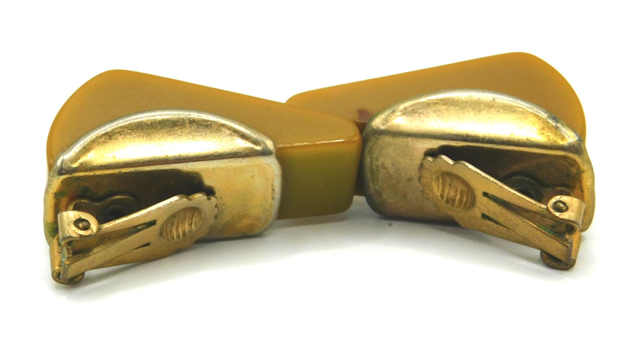 Vintage Art Deco BAKELITE Clip on Earrings**simichrome TESTED ~1920s ...
