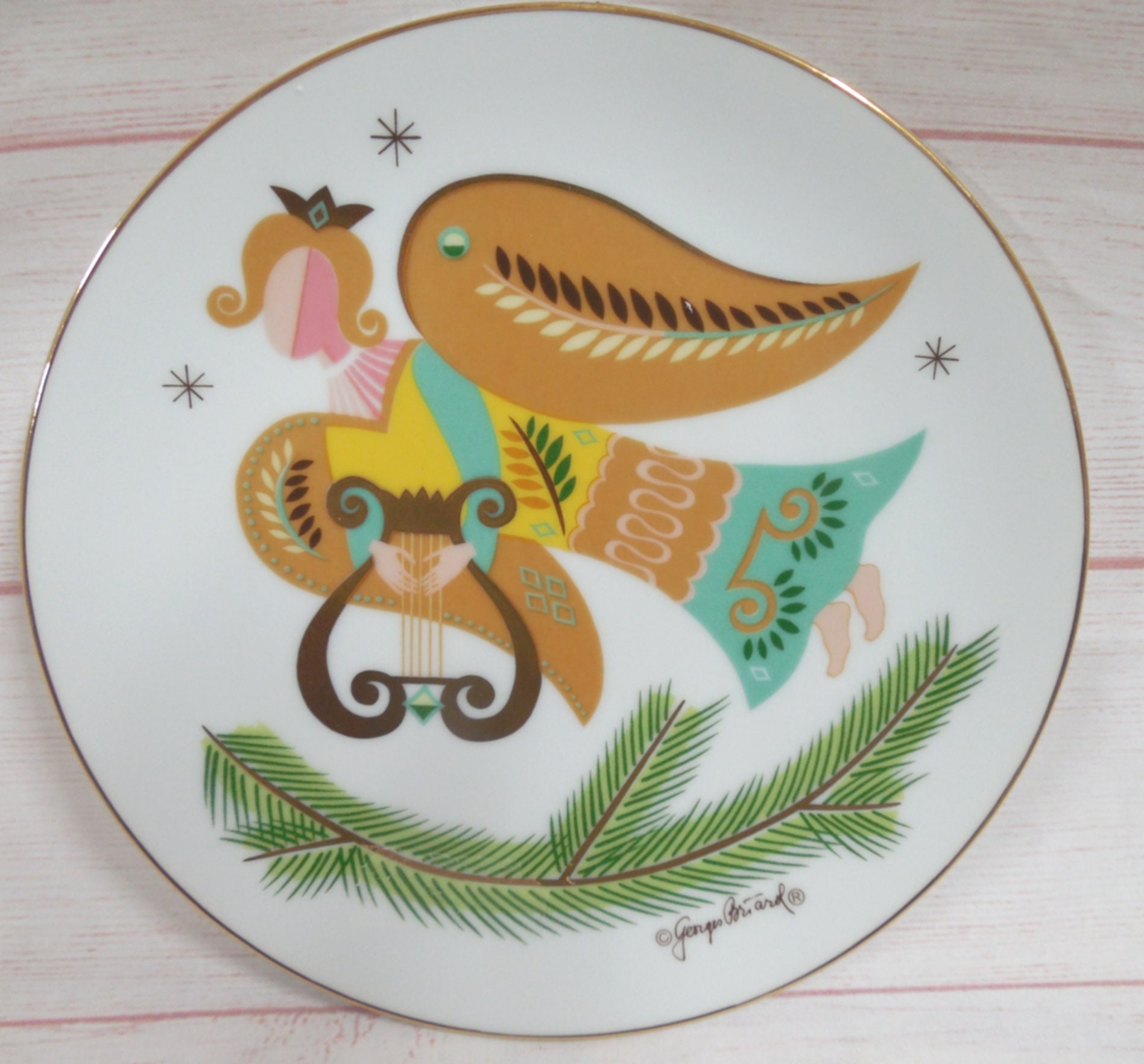Vintage 1950s George's Briard Birds of Happiness Pyrex platter ...