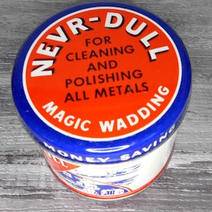 Vintage NEVR DULL Wadding Polish Tin ~ Full Tin ~ 1940s Advertising ...