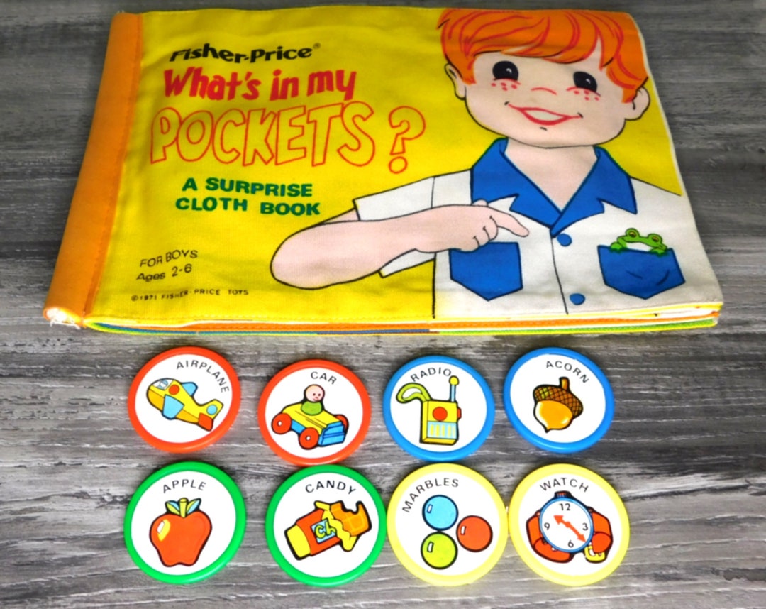 Vintage Fisher Price what's in My Pocket CLOTH BOOK for Boys With 8 ...