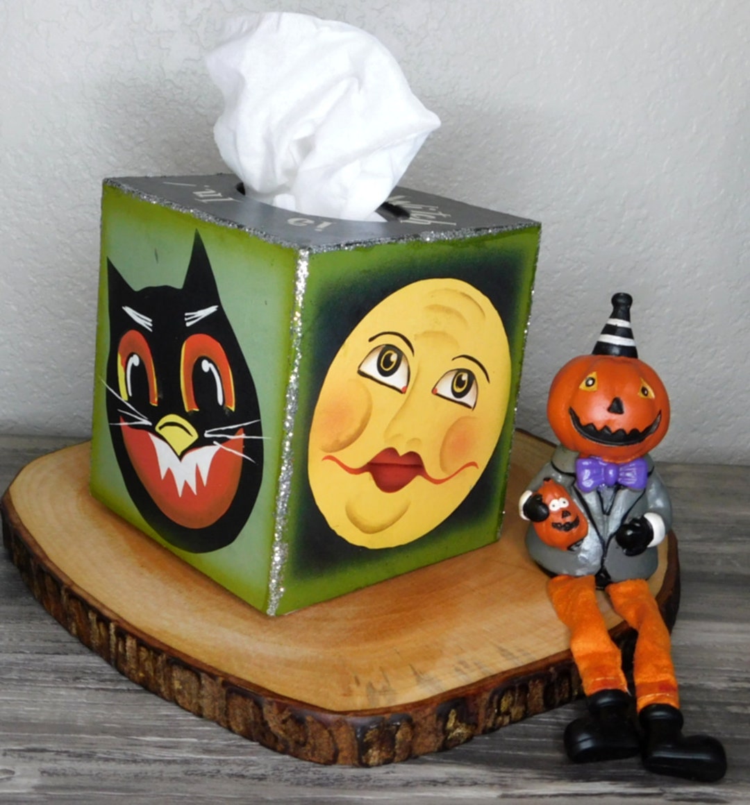 VINTAGE HALLOWEEN TISSUE Box Cover/halloween Cube Tissue Box Cover ...