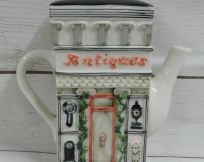 VINTAGE TEAPOT/ANTIQUES Shop Storefront Teapot/ceramic Teapot/country ...