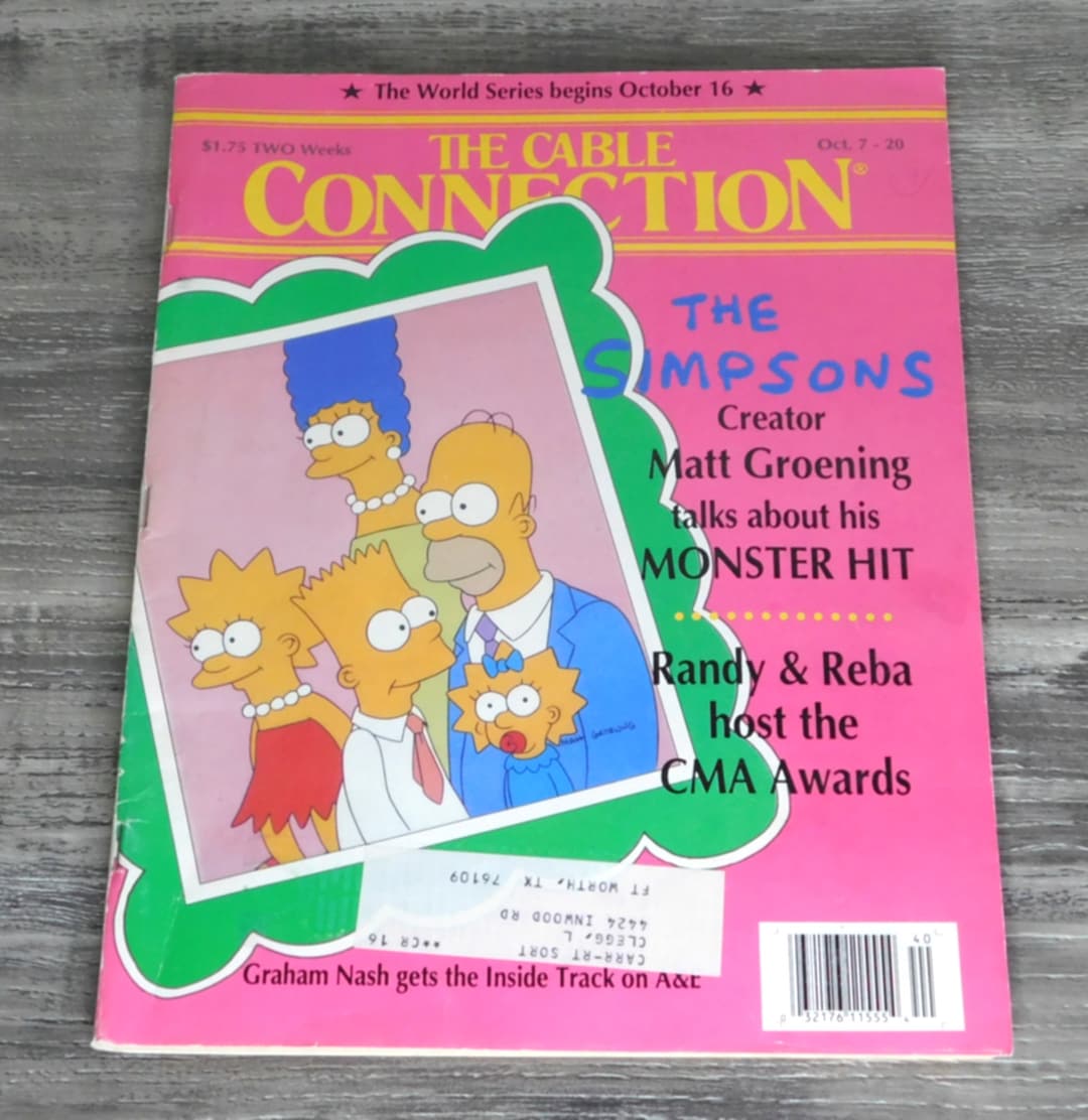 THE SIMPSONS Local TV Guide Magazine Simpsons Cover October 7, 1990 - Etsy
