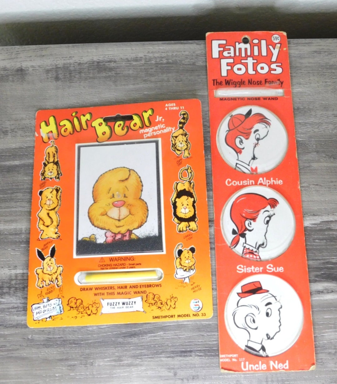 VINTAGE TOYS ~ Magnetic Face Toys ~ Smethport Magnet Hair Bair & Family ...