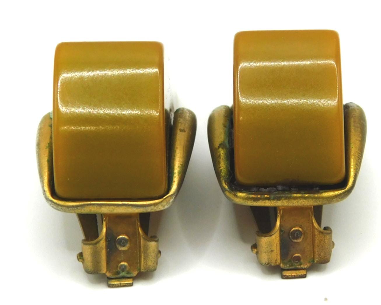 Vintage Art Deco BAKELITE Clip on Earrings**simichrome TESTED ~1920s ...