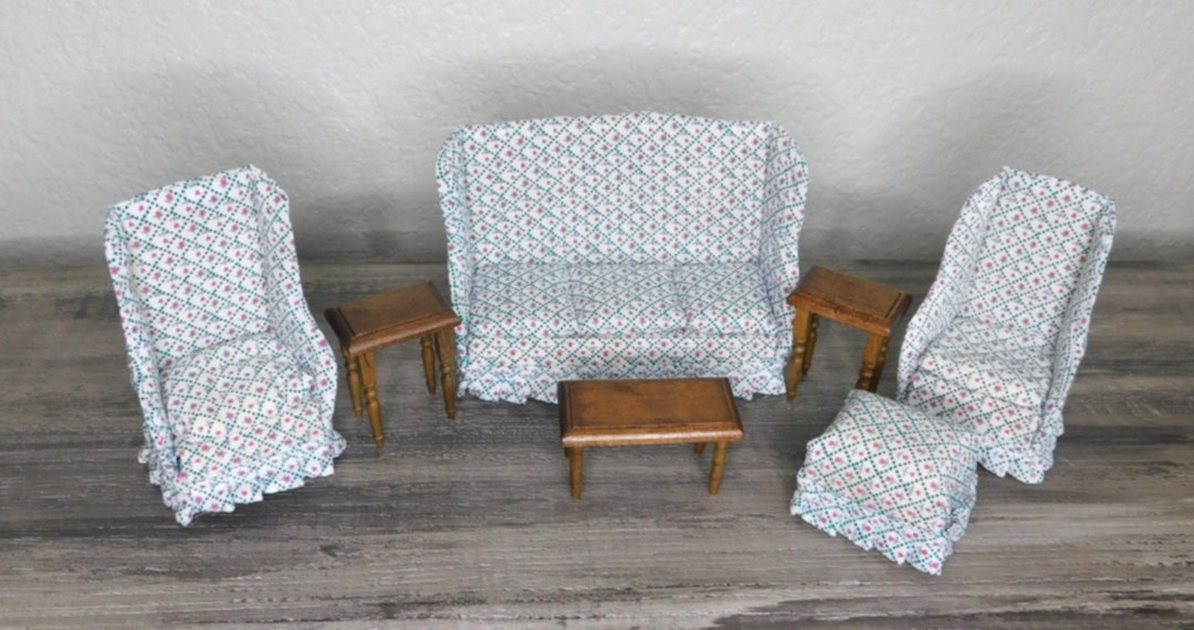 VINTAGE CONCORD MINIATURES Dollhouse Furniture Living Room Set 1 to ...