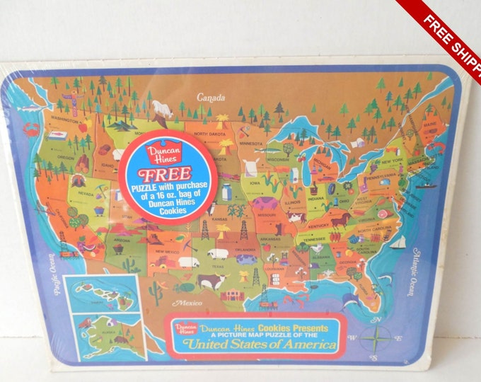 Duncan Hines Picture Map Puzzle USA Vintage MINT SEALED 1980s - Etsy