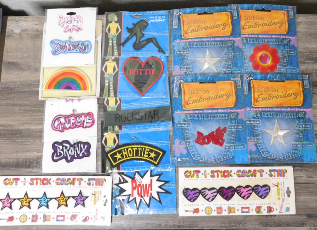 Retro Embroidered Patch Lot ~ Groovy MOD Sew or Pin Patches NOS ~ 15 ...