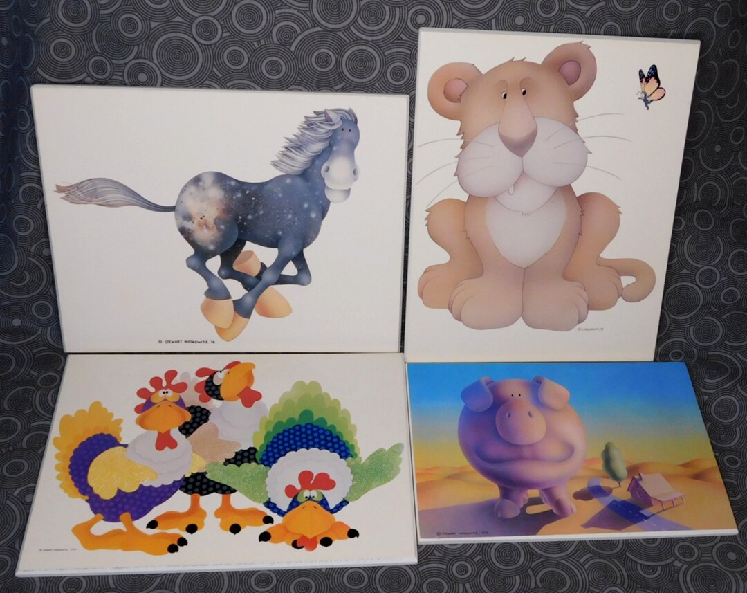 STEWART MOSKOWITZ Art/set of 4 Art Print Plaques/hangable Pop Art 1970 ...