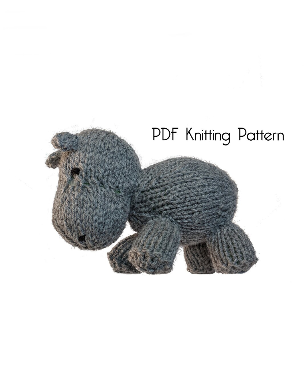 Knitted Hippo, PDF Pattern, Knitting Pattern, DIY, Knitted Hippo ...