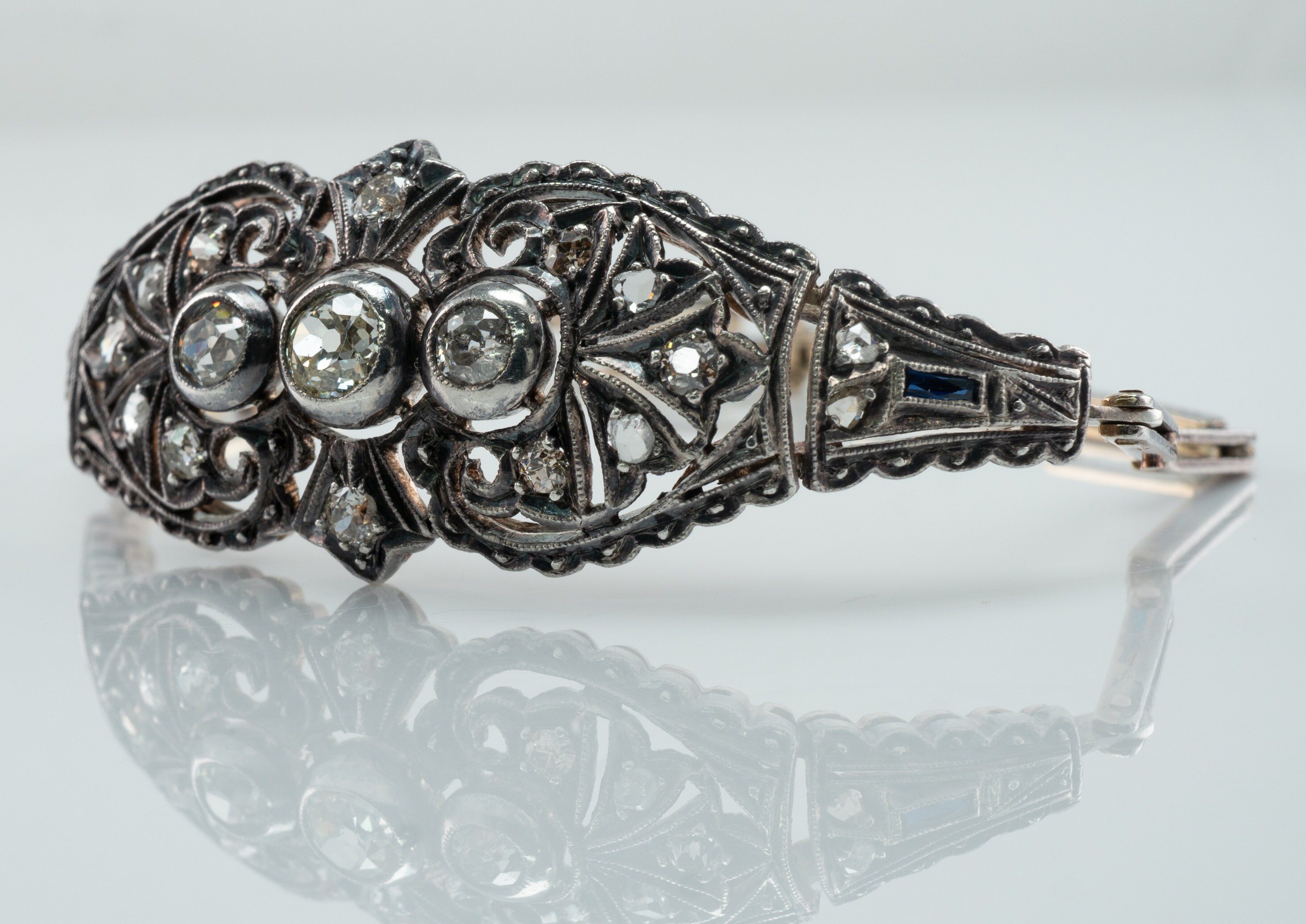 Old Mine Diamond Bracelet 14K Gold and Sterling Silver Antique ...