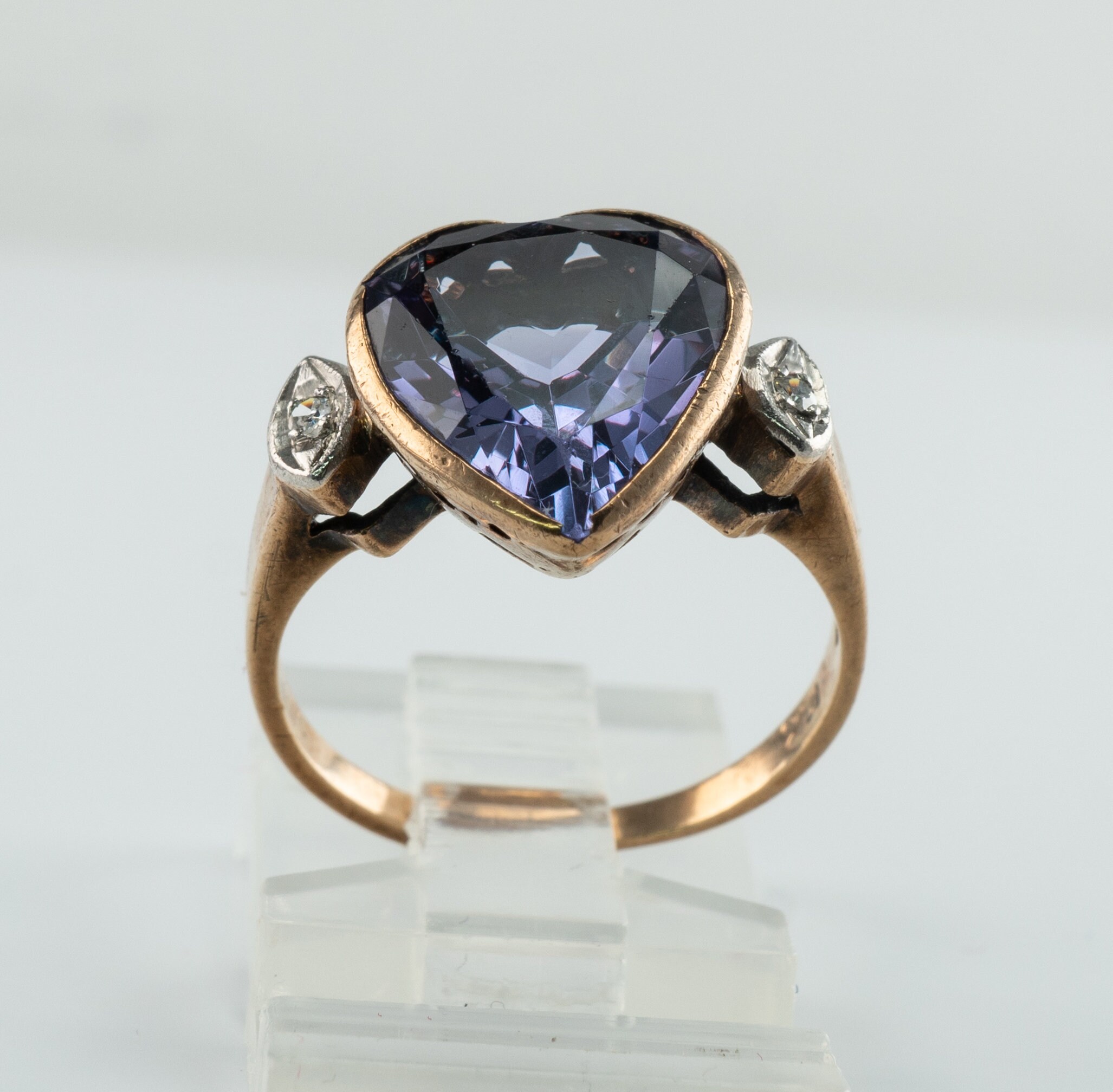 Vintage Alexandrite Diamond Ring Heart 10K Gold - Etsy