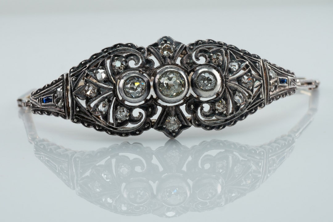 Old Mine Diamond Bracelet 14K Gold and Sterling Silver Antique ...
