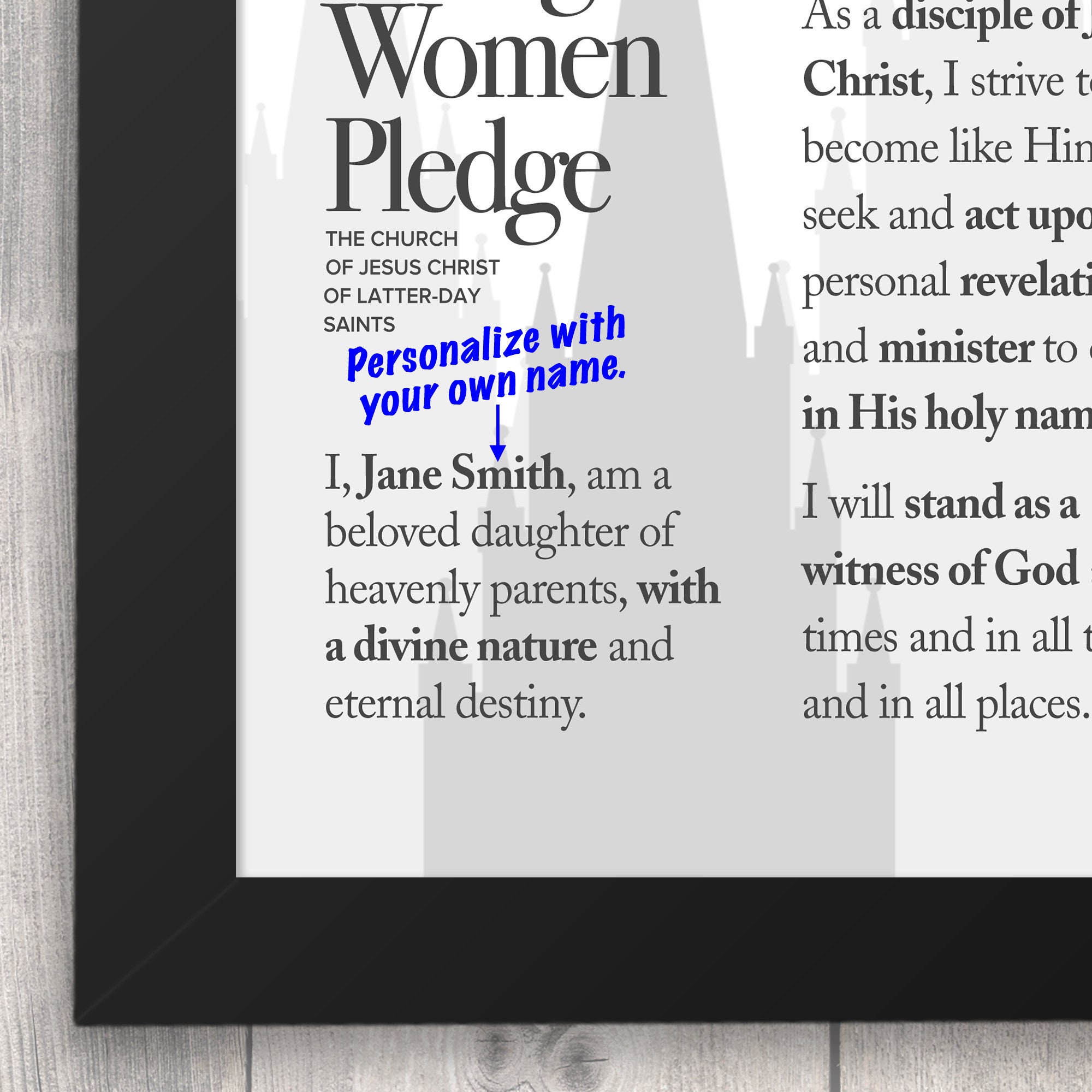 New Young Women Theme and Pledge / Digital Print / LDS Printable ...