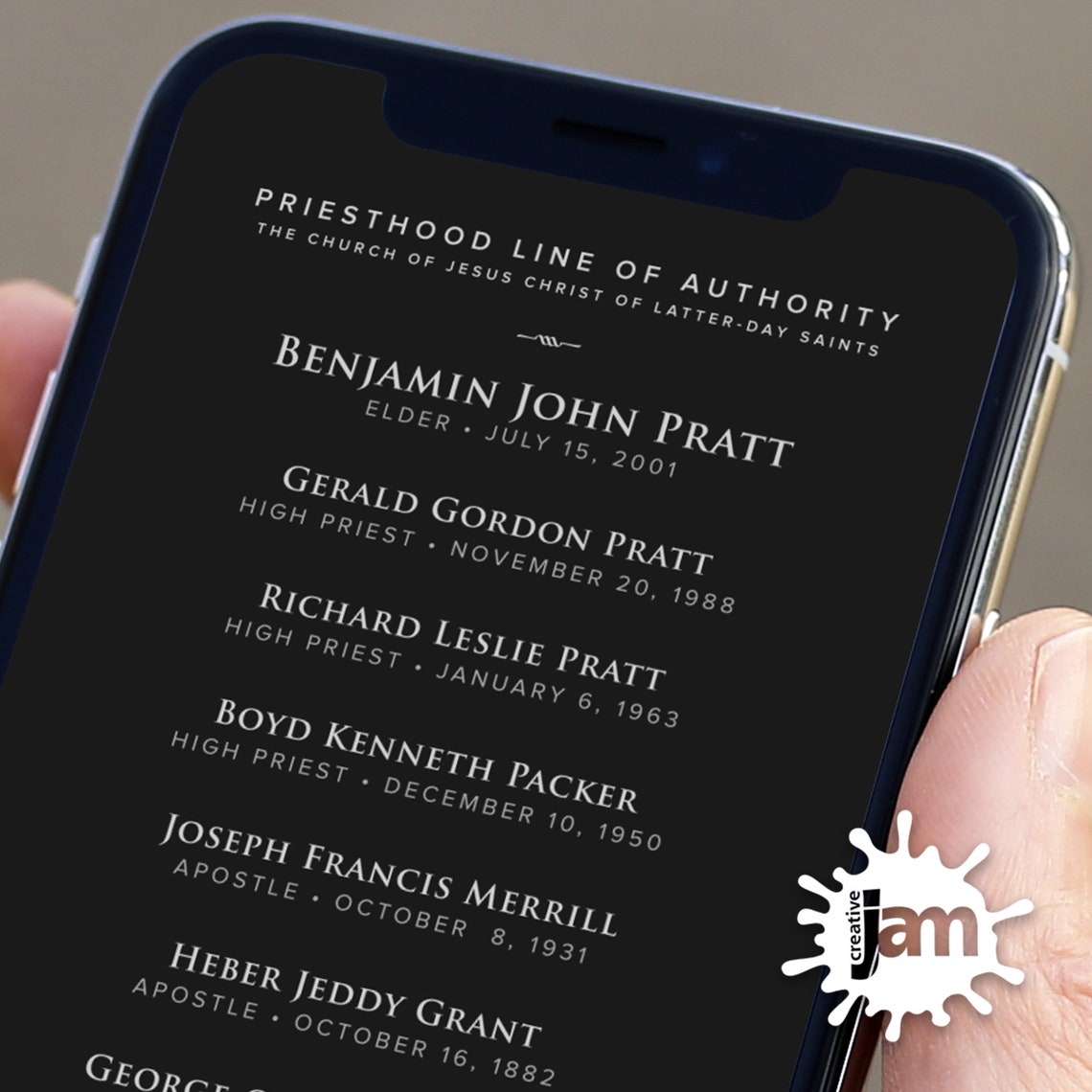 LDS Melchizedek Priesthood Line of Authority for Mobile Phone / Digital ...
