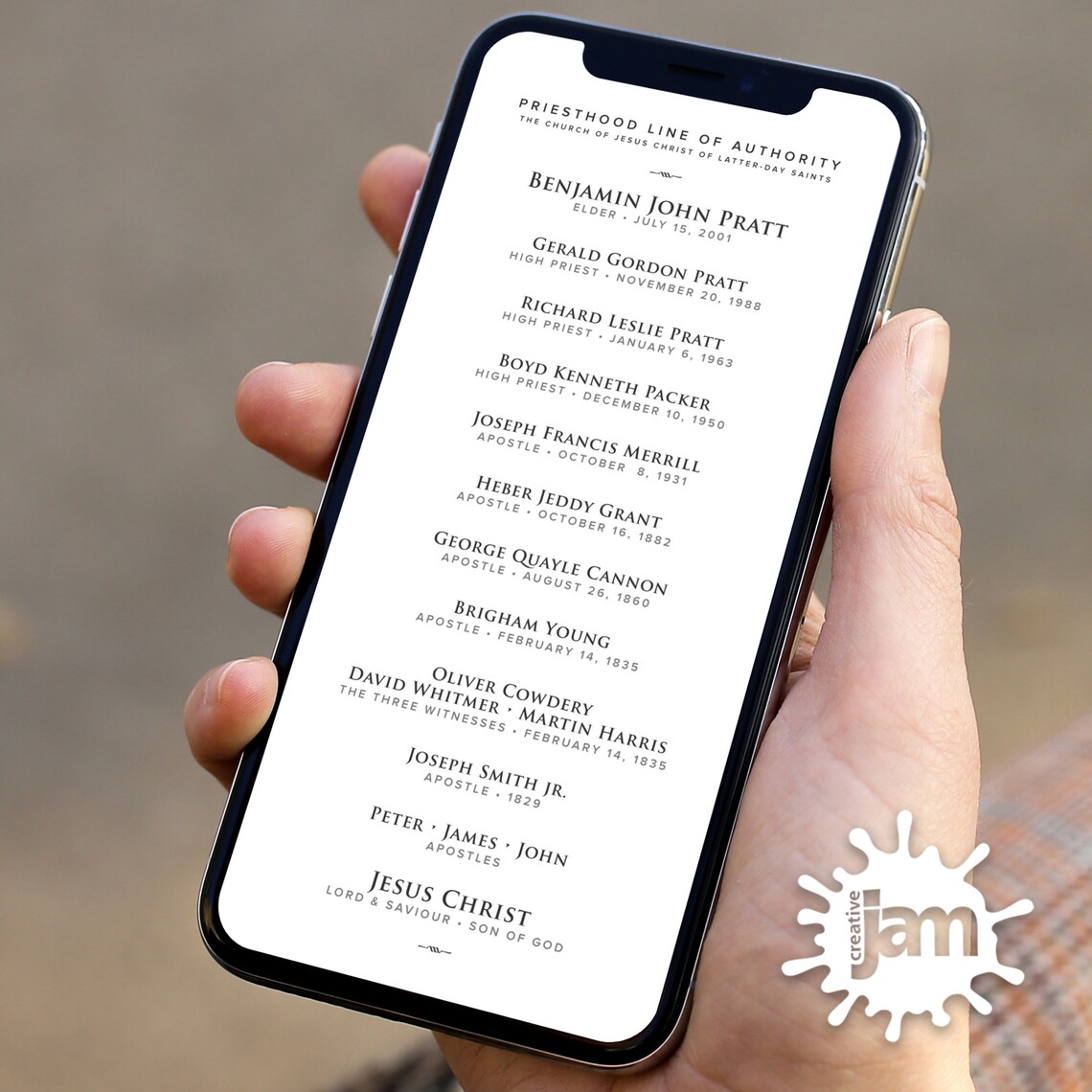 LDS Melchizedek Priesthood Line of Authority for Mobile Phone / Digital ...