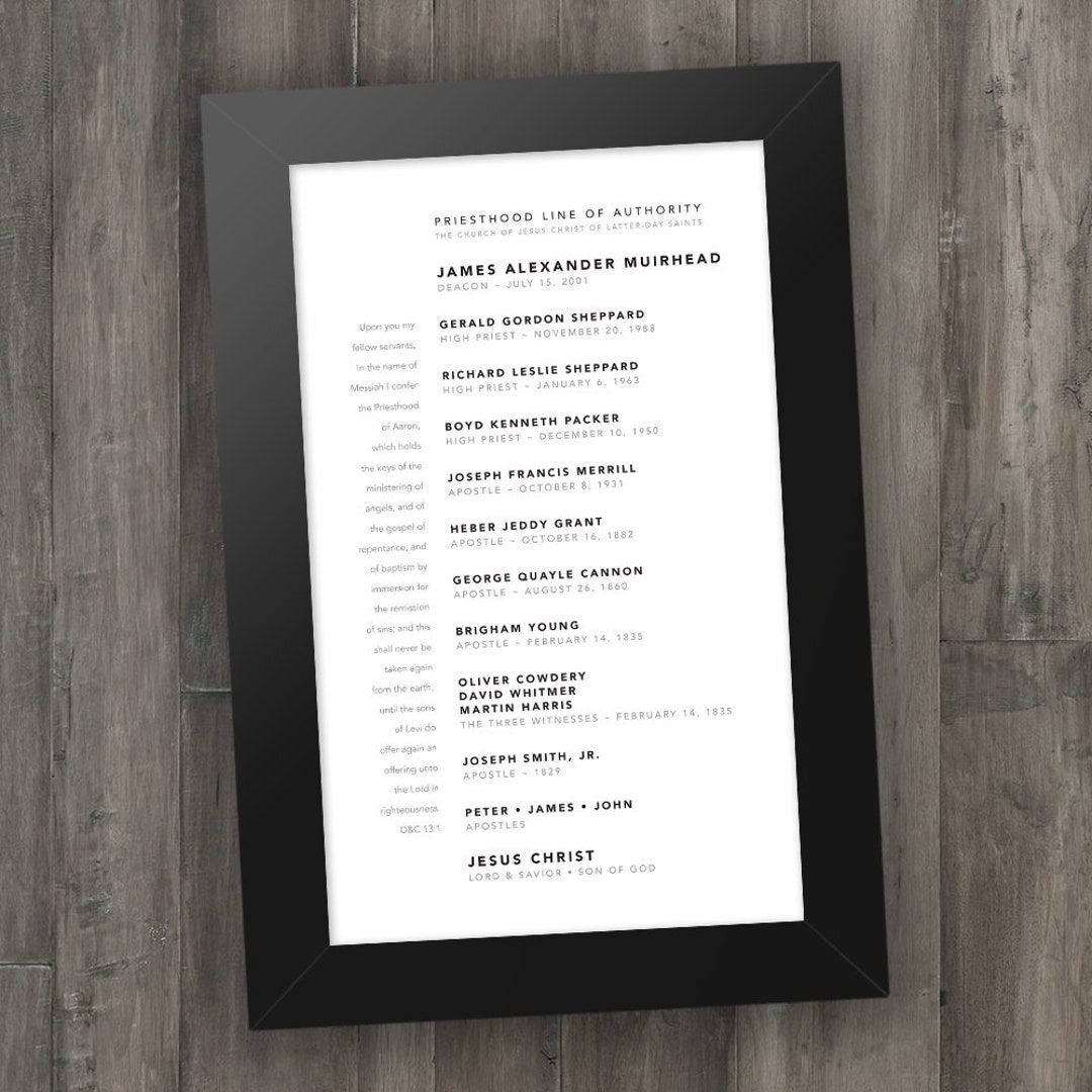 Aaronic & Melchizedek Priesthood Line of Authority - Personalized for ...