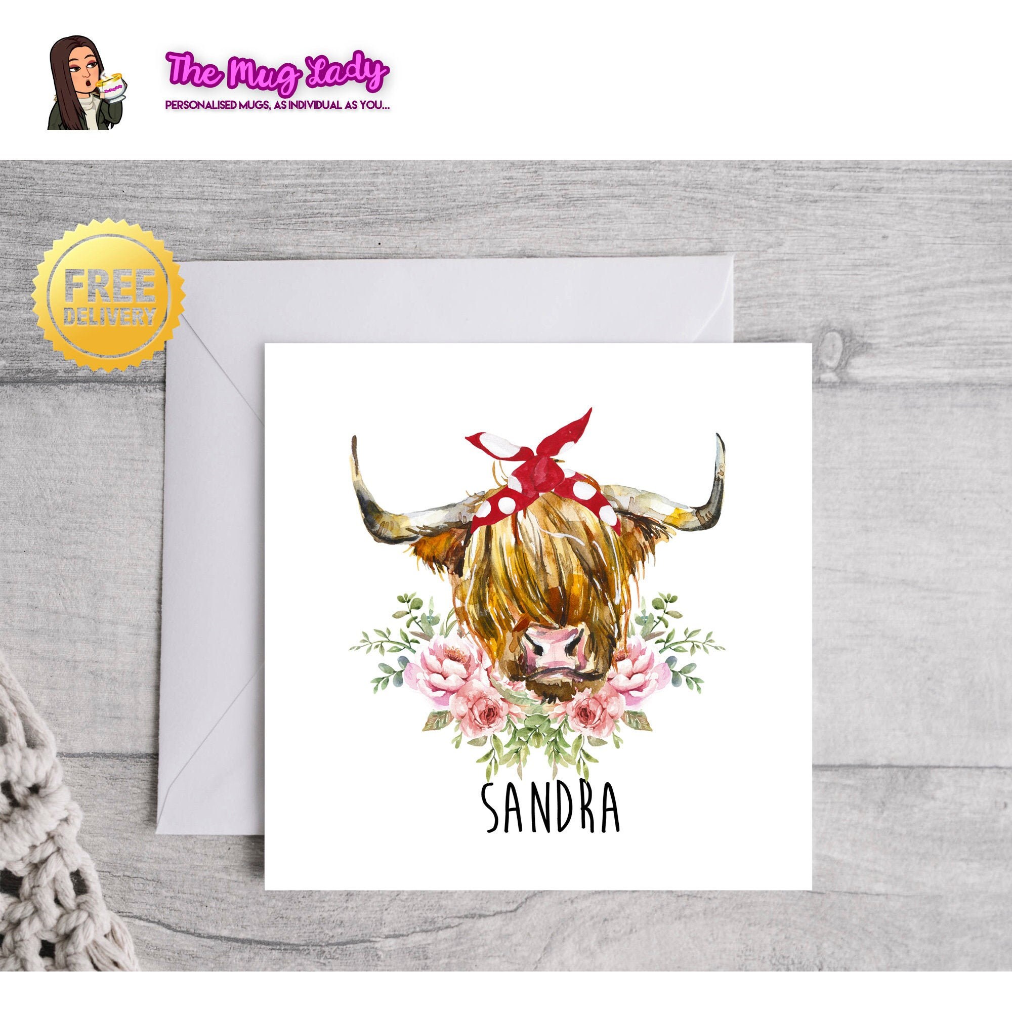 COW CARD - PERSONALISED - (highland Cow) - Etsy UK