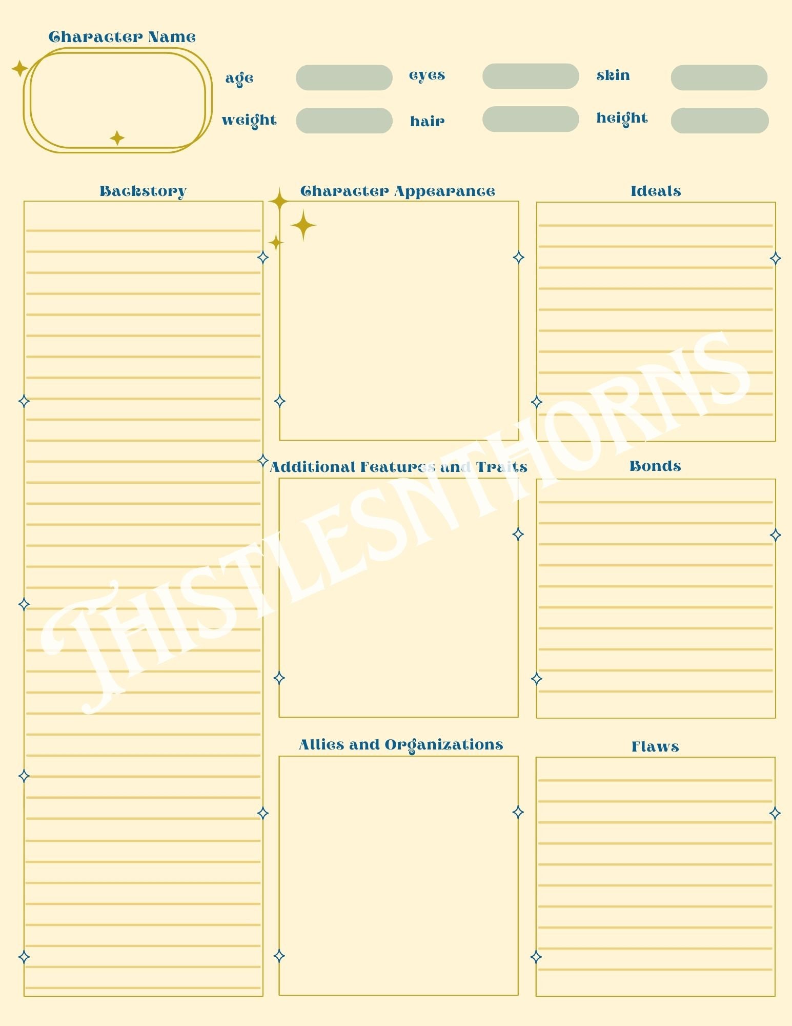 Celestial Vibes - D&D Character Sheet - Etsy