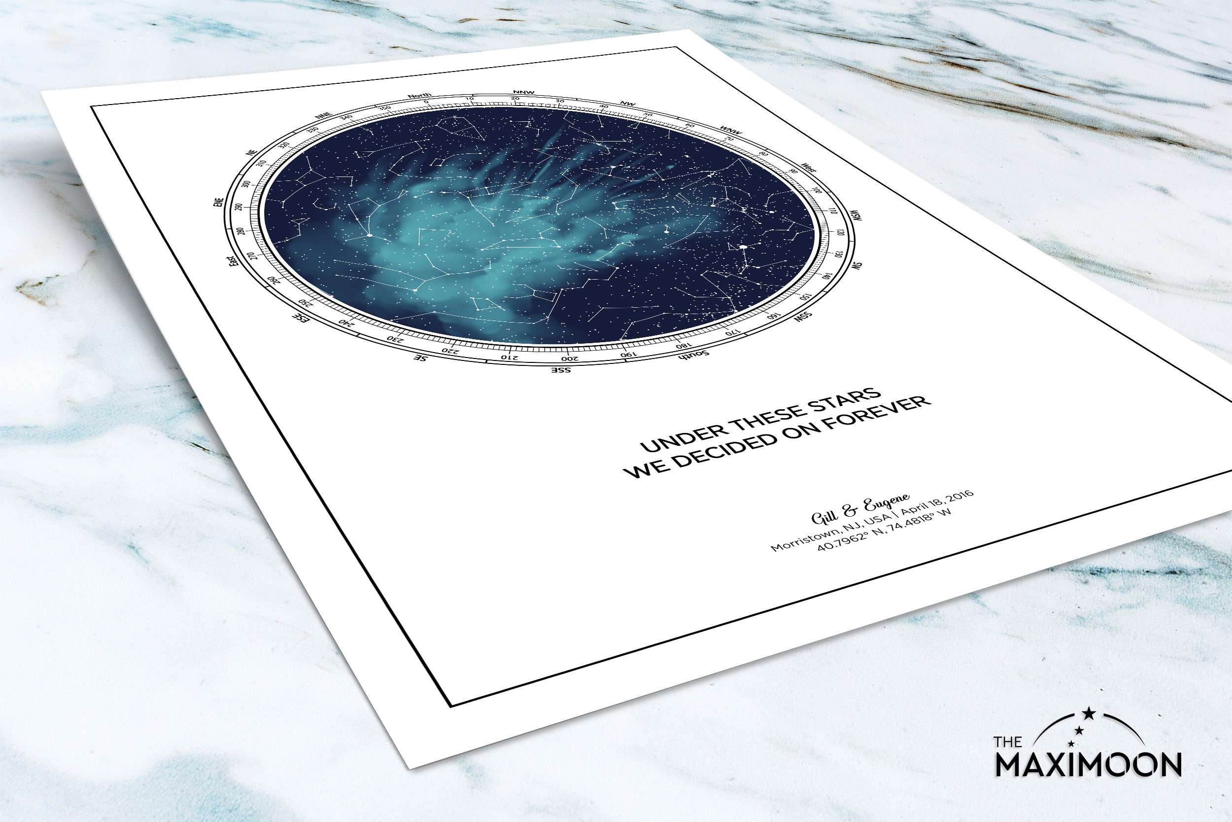 Custom Star Map, Star Chart, Sky Map, Constellation Map, Personalized ...