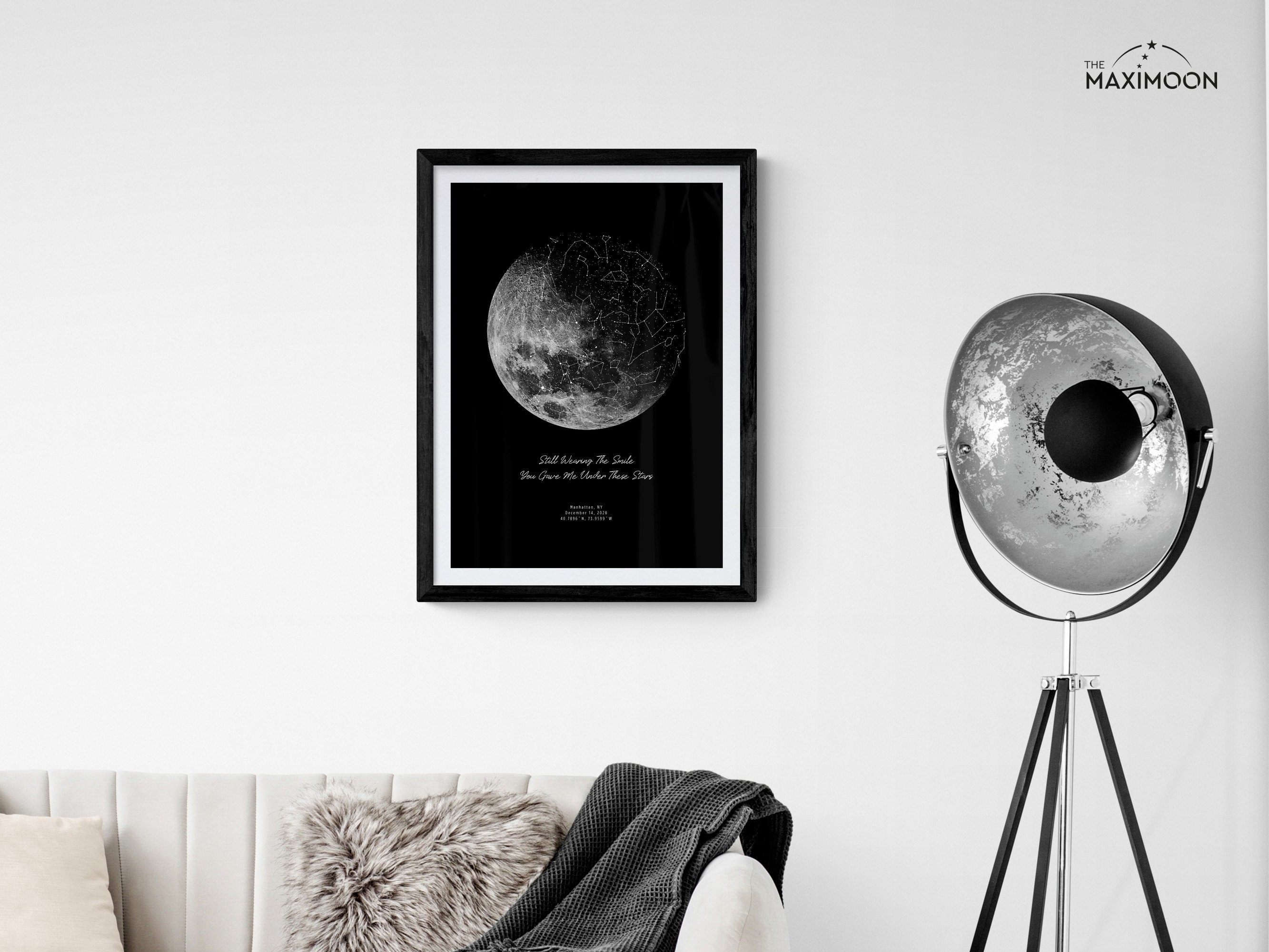 Custom Star Map on Moon Phase Star Chart Sky Map - Etsy