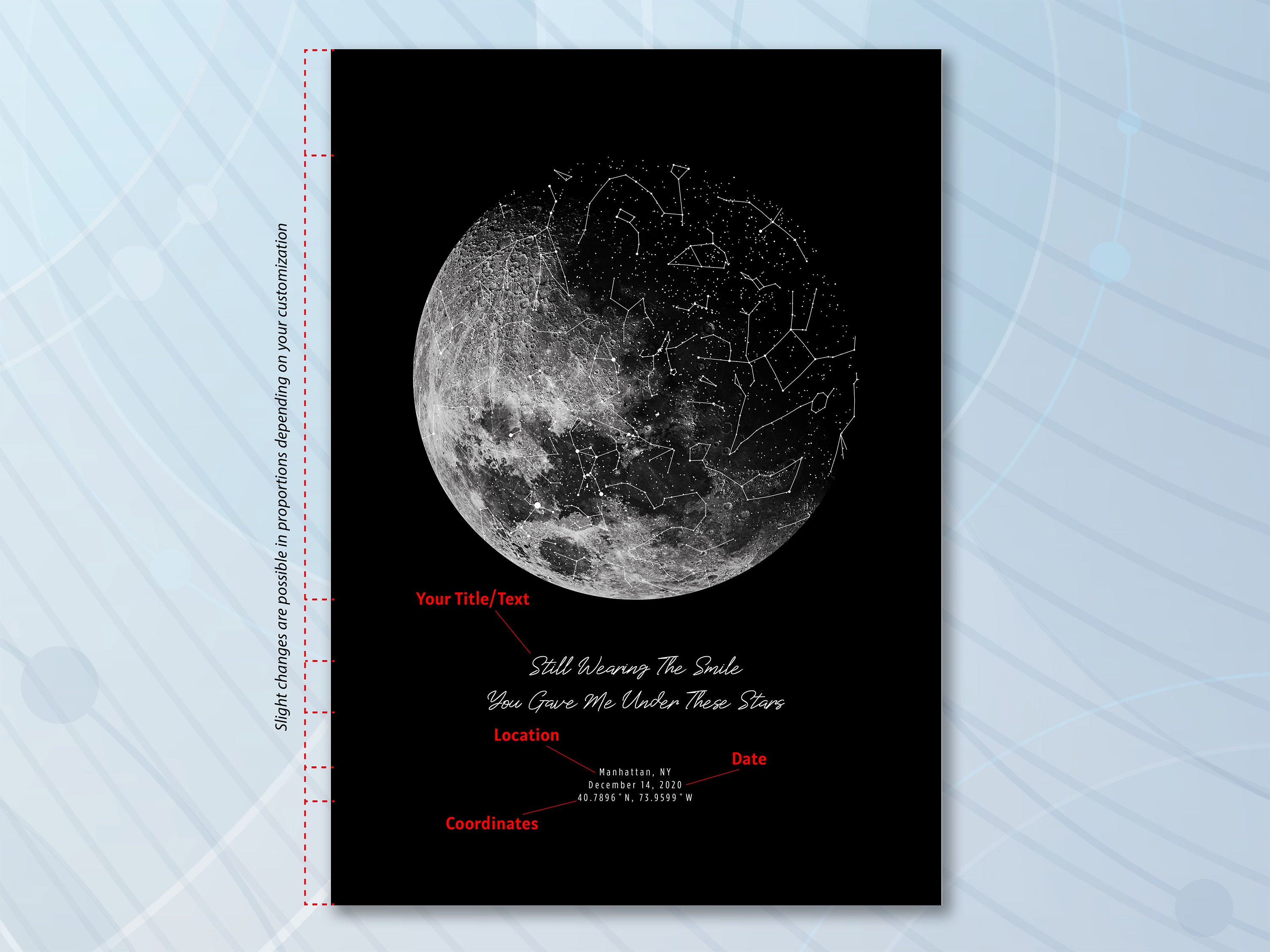 Custom Star Map on Moon Phase Star Chart Sky Map - Etsy