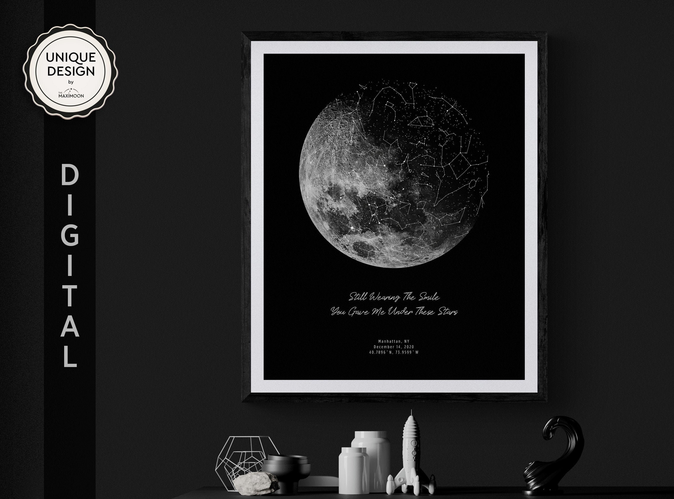 Custom Star Map on Moon Phase Star Chart Sky Map - Etsy