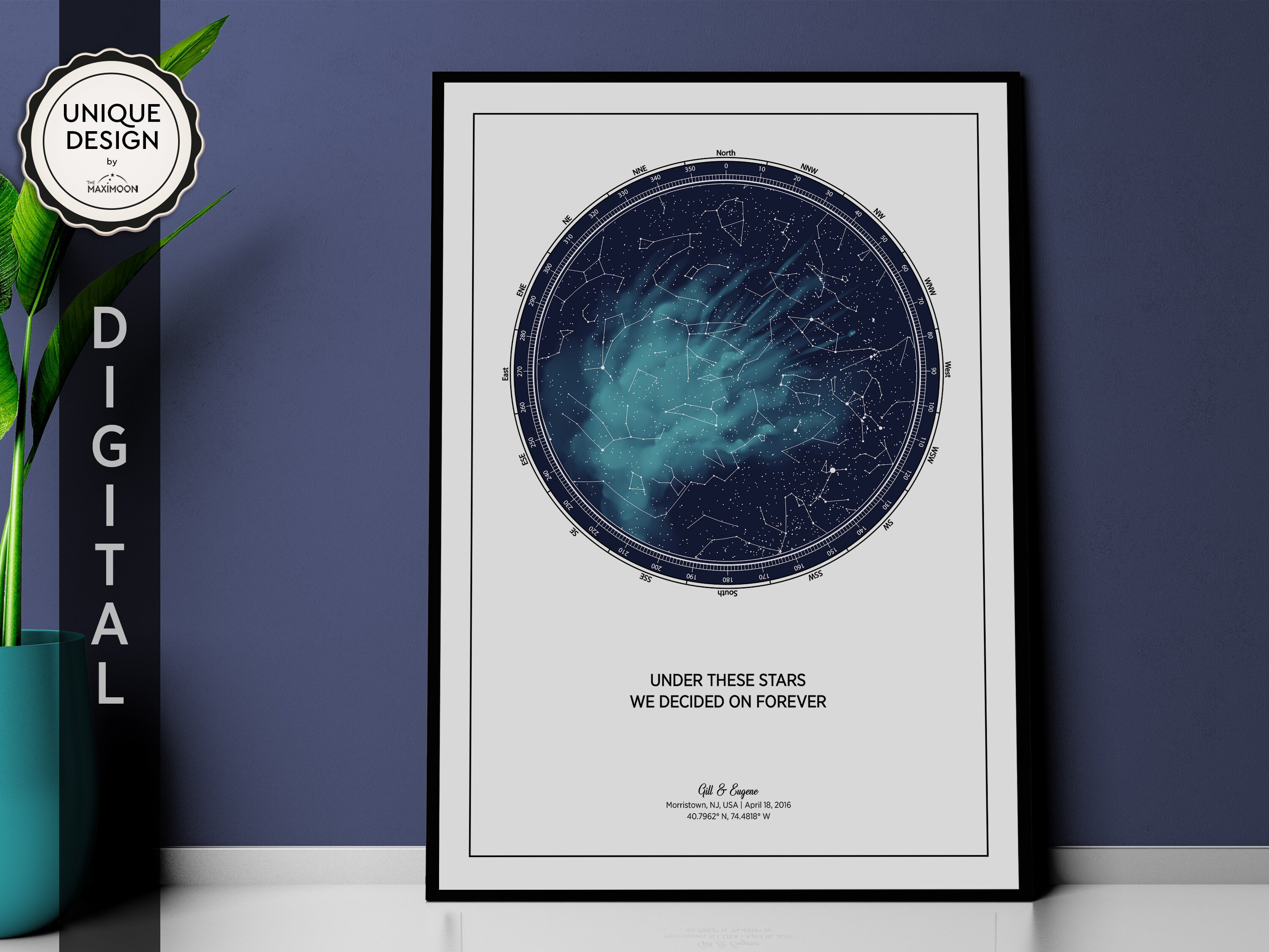 Custom Star Map, Star Chart, Sky Map, Constellation Map, Personalized ...