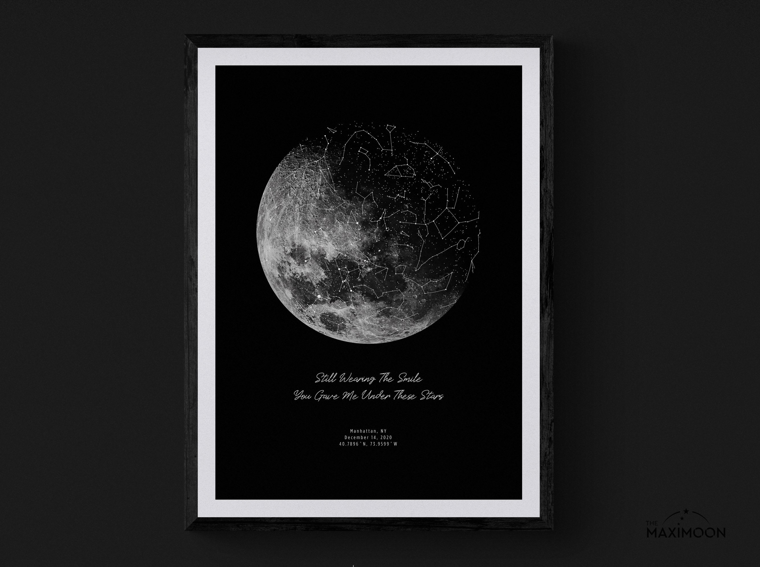 Custom Star Map on Moon Phase Star Chart Sky Map - Etsy