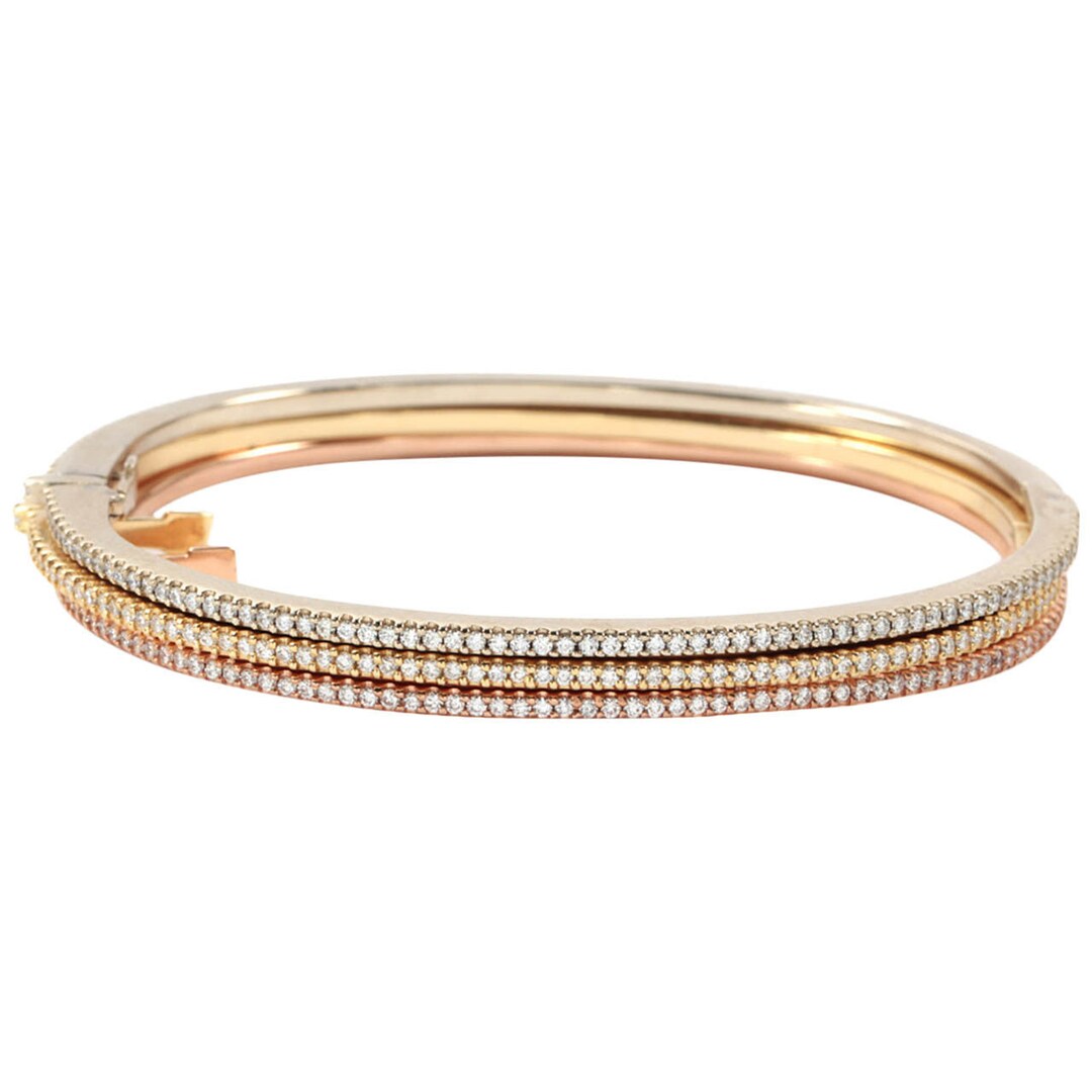 18kt Gold Bangles With Diamonds - Etsy