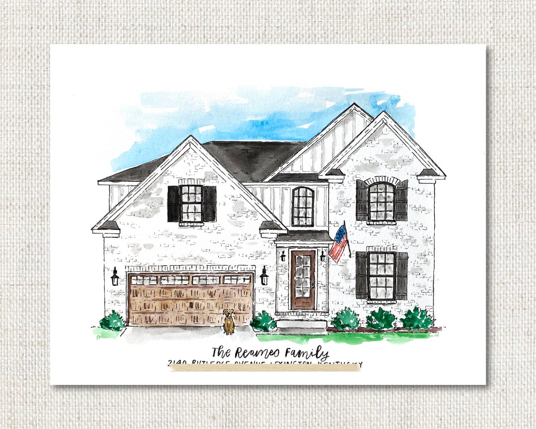 8x10 Hand Painted Custom House Portrait Drawing Illustration - Etsy