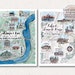 5x7 Custom Hand Painted Watercolor Illustrated Map With Locations for a ...